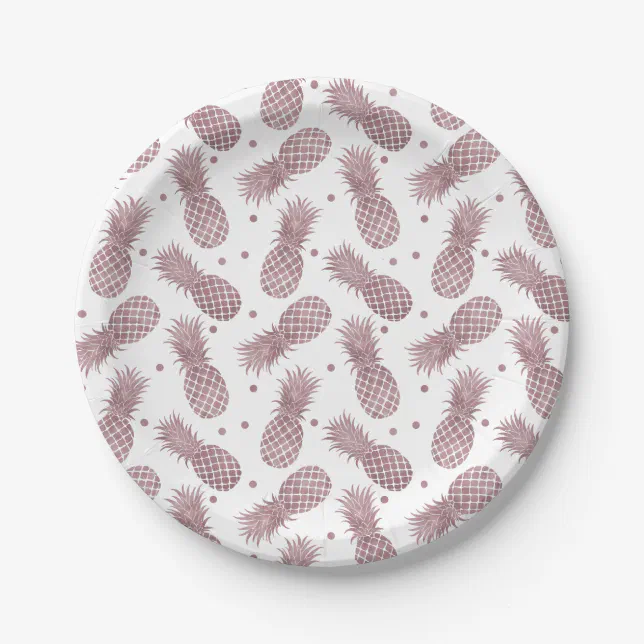 Rose Gold Pineapples Birthday Paper Plates | Zazzle