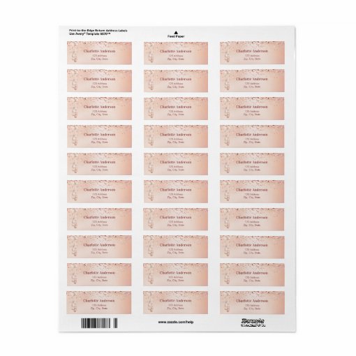 Rose gold pink ballet ballerina return address label | Zazzle