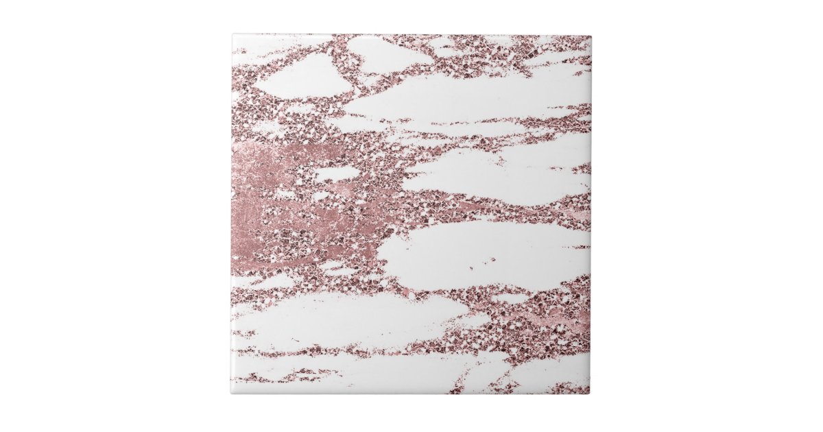Rose Gold Pink Blush Glitter Sparkle Marble Ceramic Tile | Zazzle