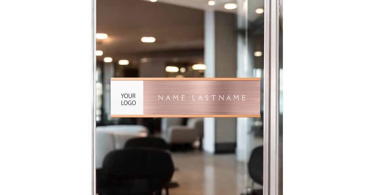 Rose Gold Pink Custom Logo Executive Professional Door Sign | Zazzle