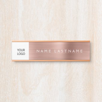 Rose Gold Pink Custom Logo Executive Professional Door Sign | Zazzle