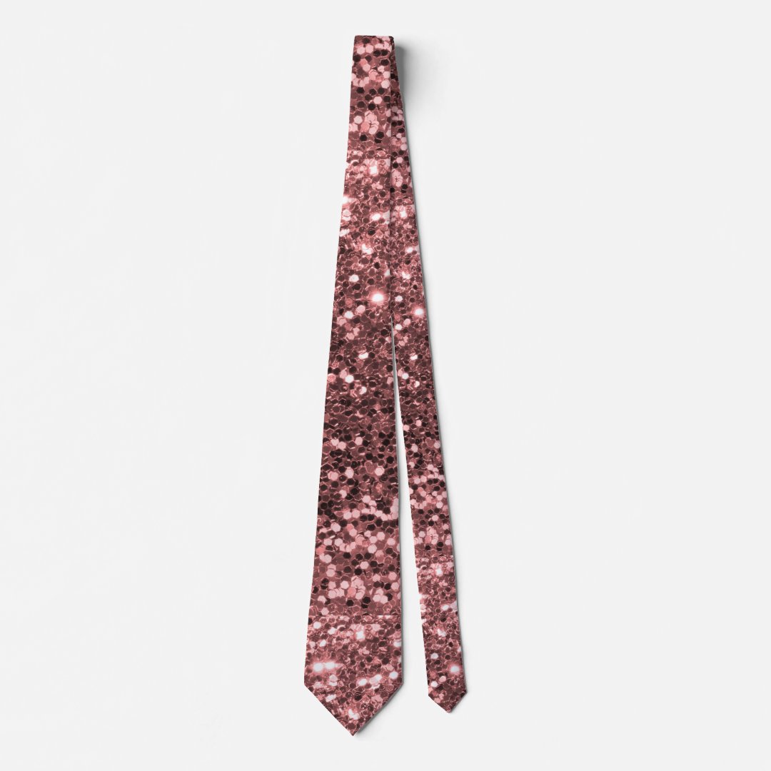 Rose Gold Pink Faux Glitter Sparkle Pattern Neck Tie | Zazzle