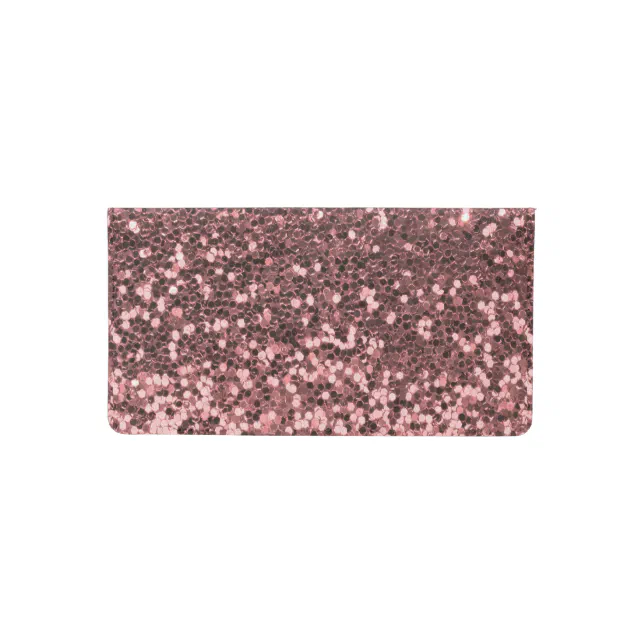 Rose Gold Pink Faux Glitter Sparkle Print Checkbook Cover | Zazzle