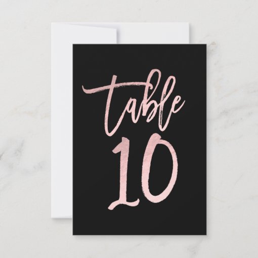 Rose Gold Pink Foil Modern Script Table Number 10 | Zazzle
