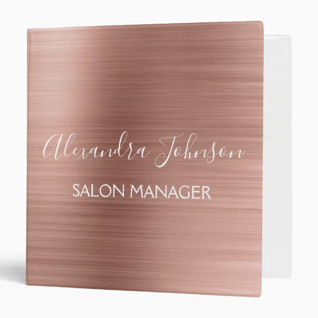 Rose Gold - Pink Foil Professional Girly 3 Ring Binder | Zazzle
