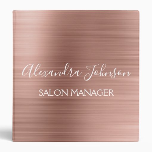 Rose Gold - Pink Foil Professional Girly 3 Ring Binder | Zazzle