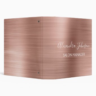 Rose Gold - Pink Foil Professional Girly 3 Ring Binder | Zazzle