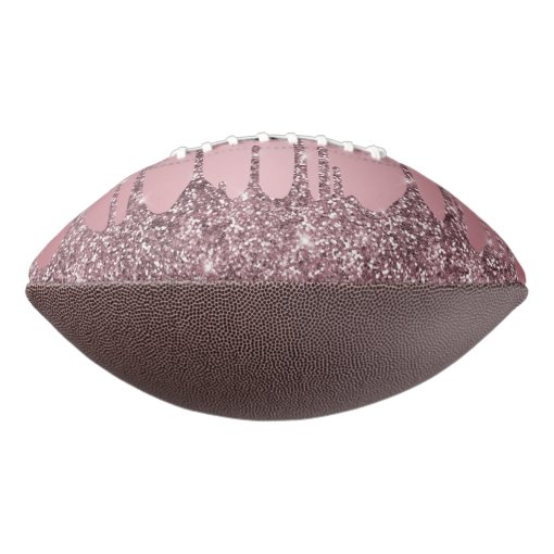 Rose Gold Pink Glitter Drips Sparkle Monogram Name Football | Zazzle