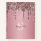 Rose Gold Pink Glitter Drips Sparkle Monogram Name Notebook | Zazzle