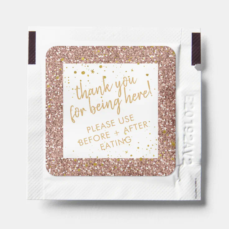 Rose Gold Pink Glitter Girly Birthday Party Hand Sanitizer Packet | Zazzle