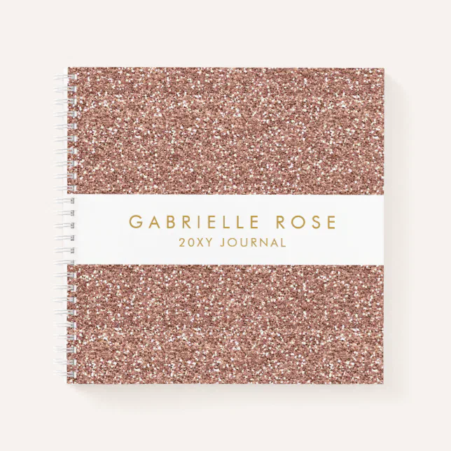Rose Gold Pink Glitter Journal Notebook with Name | Zazzle