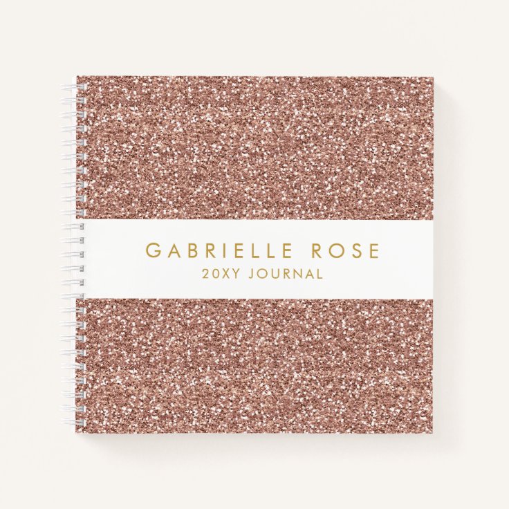 Rose Gold Pink Glitter Journal Notebook with Name | Zazzle