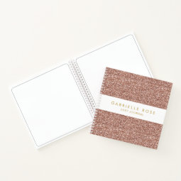 Rose Gold Pink Glitter Journal Notebook with Name | Zazzle