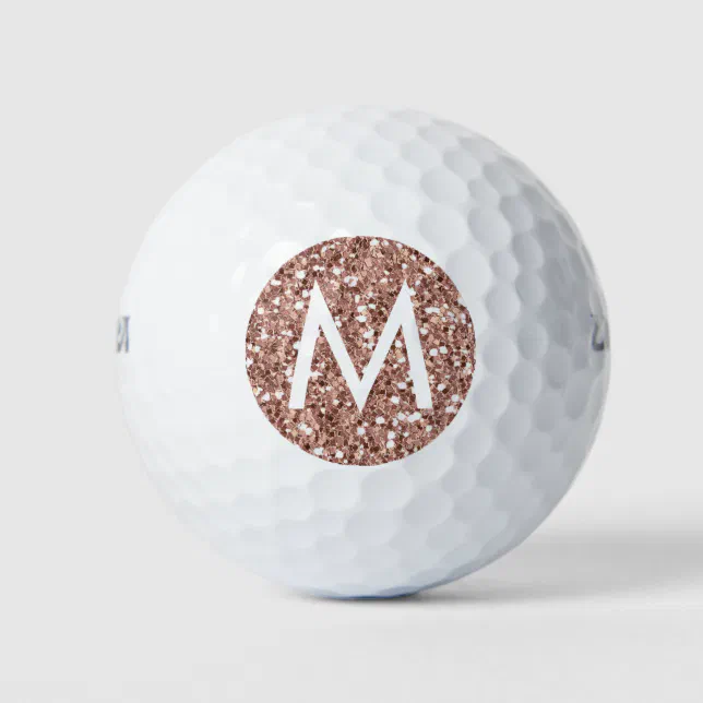 Rose Gold Pink Glitter Modern Monogram Initial Golf Balls | Zazzle