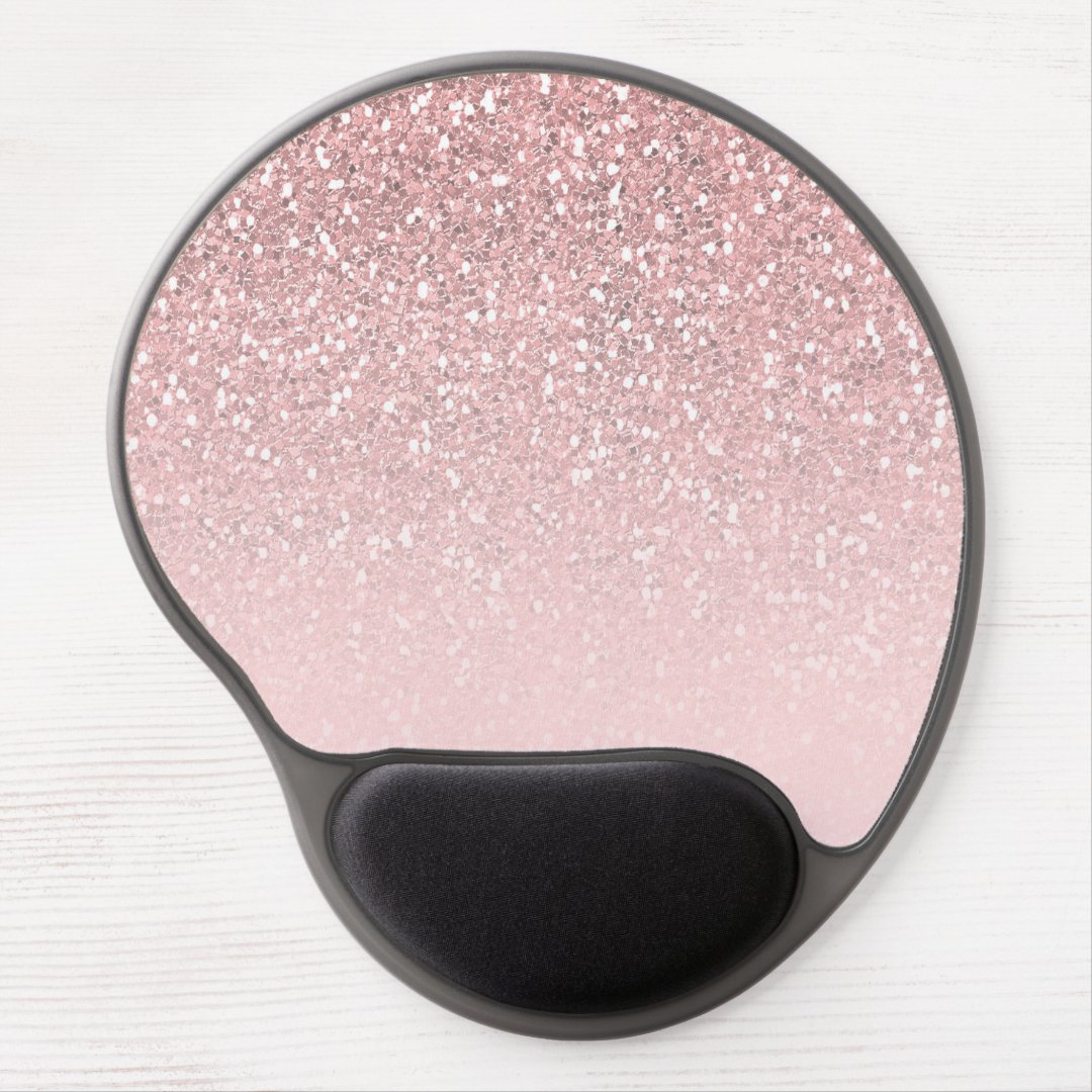 Rose Gold Pink Glitter Modern Trendy Glam Glamour Gel Mouse Pad | Zazzle
