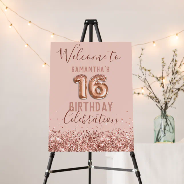 Rose Gold Pink Happy 16th Birthday Foam Board | Zazzle