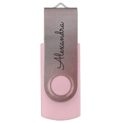 Rose Gold Pink Metal Monogram USB Thumb Drive | Zazzle