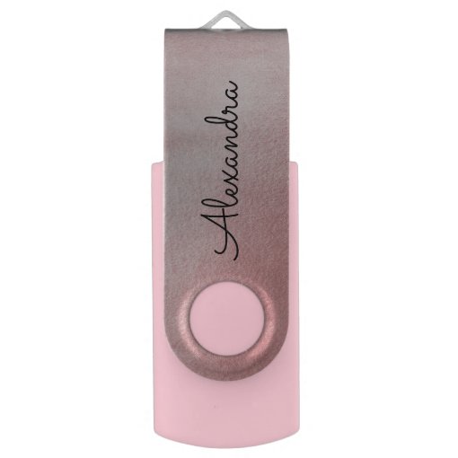 Rose Gold Pink Metal Monogram USB Thumb Drive | Zazzle