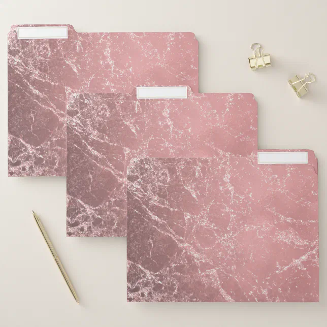 Rose Gold Pink Modern Marble Luxury Glam File Folder | Zazzle