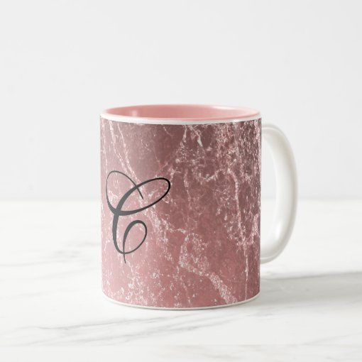 Rose Gold Pink Modern Trendy Glam Marble Chic Two-Tone Coffee Mug | Zazzle
