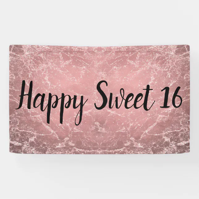 Rose Gold Pink Modern Trendy Marble Party Banner | Zazzle