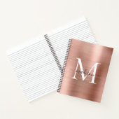 Rose Gold Pink Monogram Script Brushed Metal Foil Notebook | Zazzle