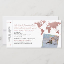 Rose Gold Pink Plane Ticket Destination Save Date | Zazzle
