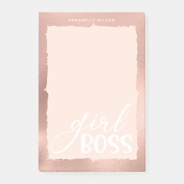 Rose Gold & Pink Stylish Girl Boss Post-it Notes | Zazzle