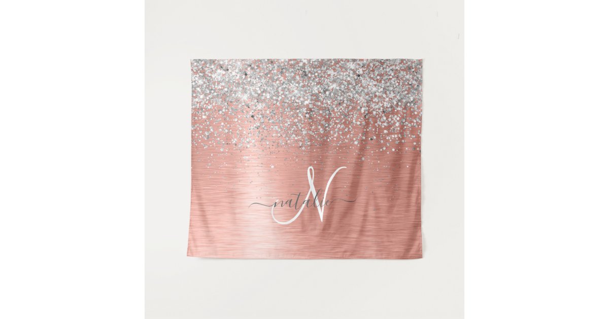 Rose Gold Pretty Girly Silver Glitter Sparkly Tapestry | Zazzle