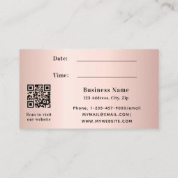 Rose gold QR code business appointment card | Zazzle
