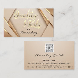 Rose Gold Quality Nails Script Frame QRCode Logo Business Card | Zazzle
