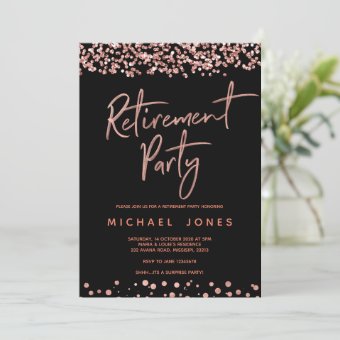 Rose gold retirement party invitation | Zazzle
