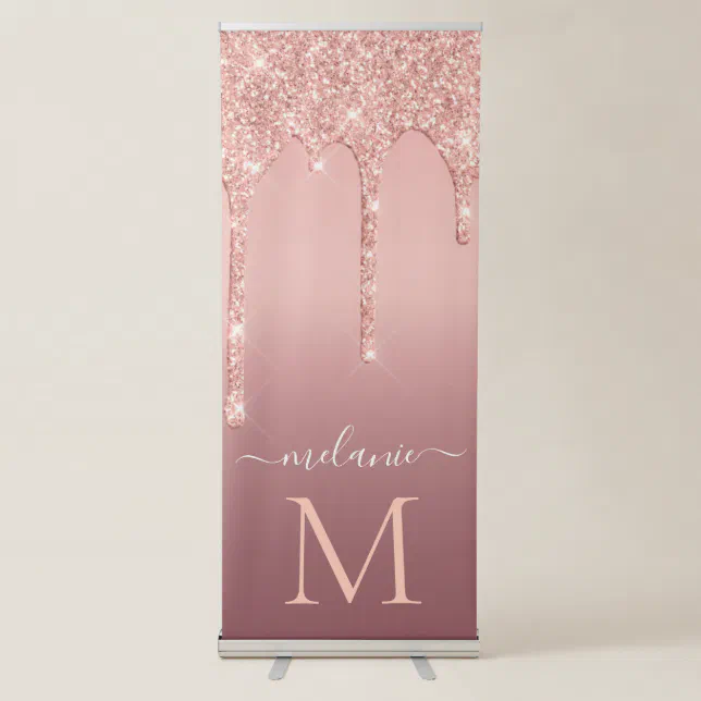 Rose Gold Retractable Banner Custom Name Letter | Zazzle