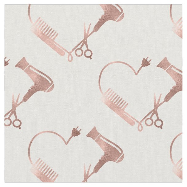 Rose Gold Salon Heart Logo Hair Stylist Fabric | Zazzle