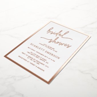 Rose Gold Script Bridal Shower Foil Invitation | Zazzle