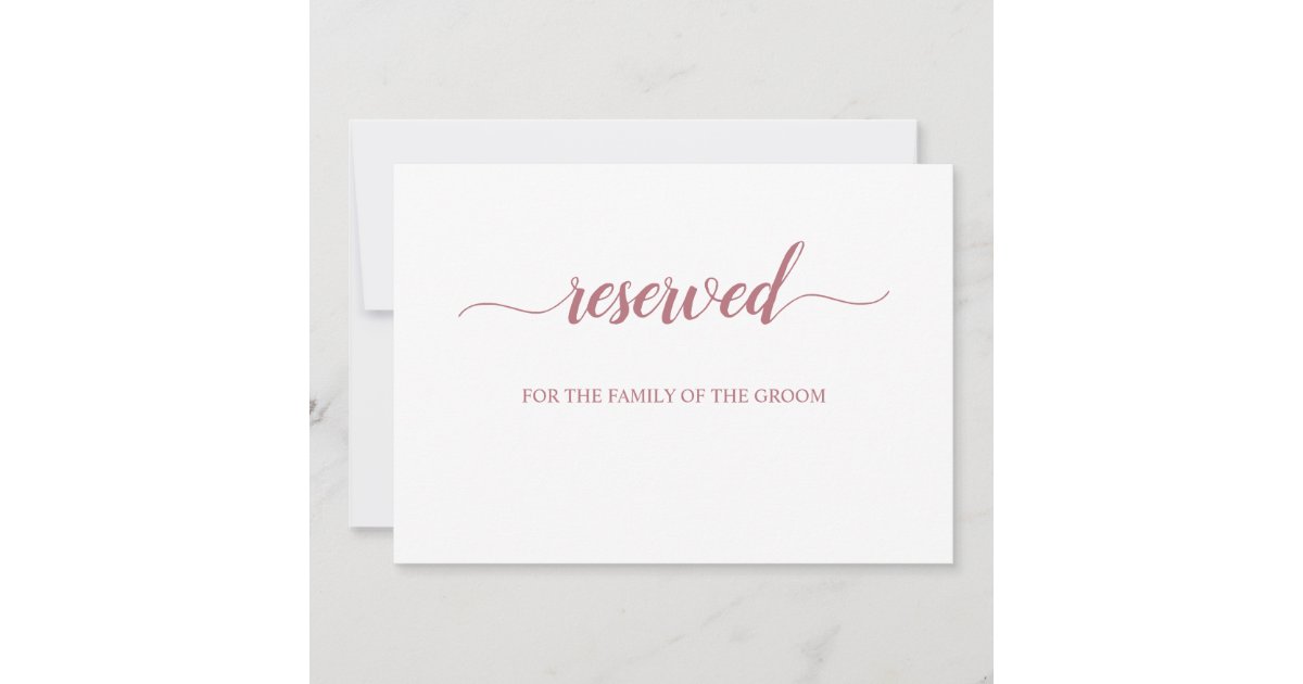 Rose Gold Script Reserved Wedding Seating Sign Invitation | Zazzle