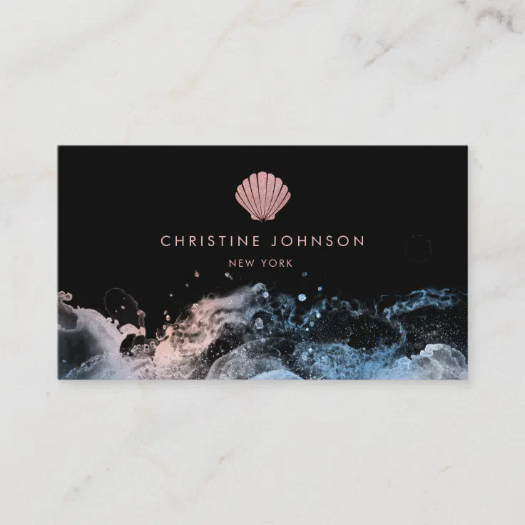 rose gold seashell logo business card | Zazzle