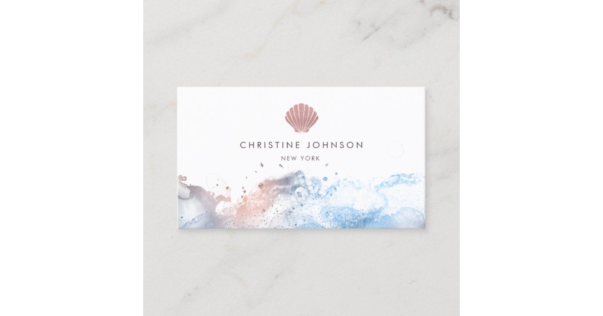 rose gold seashell logo design business card | Zazzle