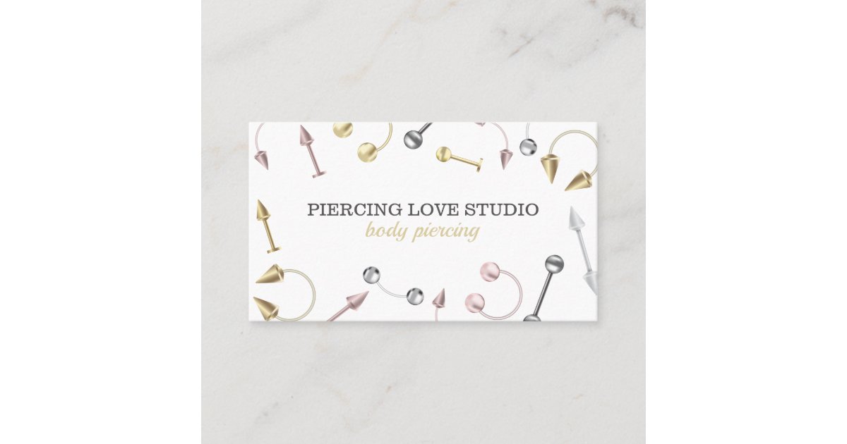 Rose Gold Silver Body Jewelry Piercings Business Card | Zazzle