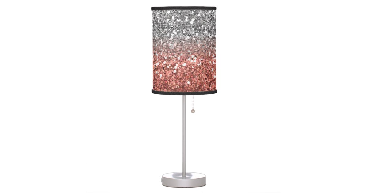Rose Gold Silver Glitter look Sparkle Ombre Sequin Table Lamp | Zazzle