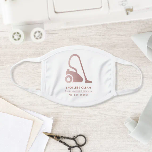 ROSE GOLD SIMPLE VACUUM CLEANER CLEANING SERVICE FACE MASK | Zazzle
