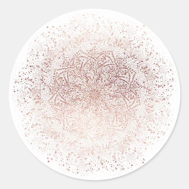 Rose Gold Sparkle Christmas Holiday Round Sticker | Zazzle