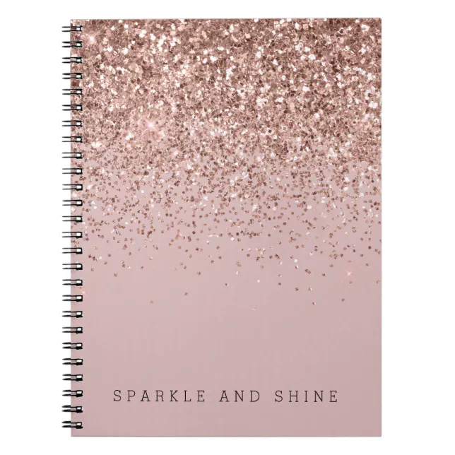Rose Gold Sparkle Faux Glitter Notebook | Zazzle