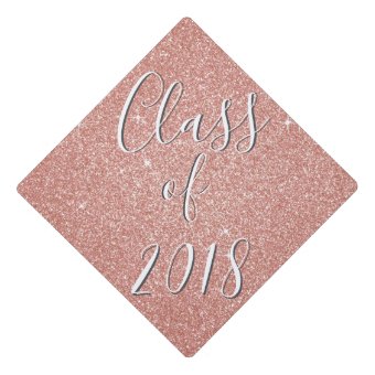 Rose Gold Sparkle Glitter Class of Graduation Graduation Cap Topper ...