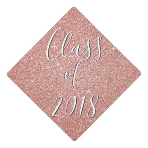 Rose Gold Sparkle Glitter Class of Graduation Graduation Cap Topper ...