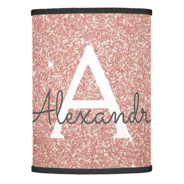 Rose Gold Sparkle Glitter Monogram Name & Initial Lamp Shade | Zazzle