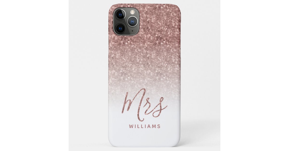 Rose Gold Sparkle Glitter Personalized Mrs Bride Case-Mate iPhone Case ...