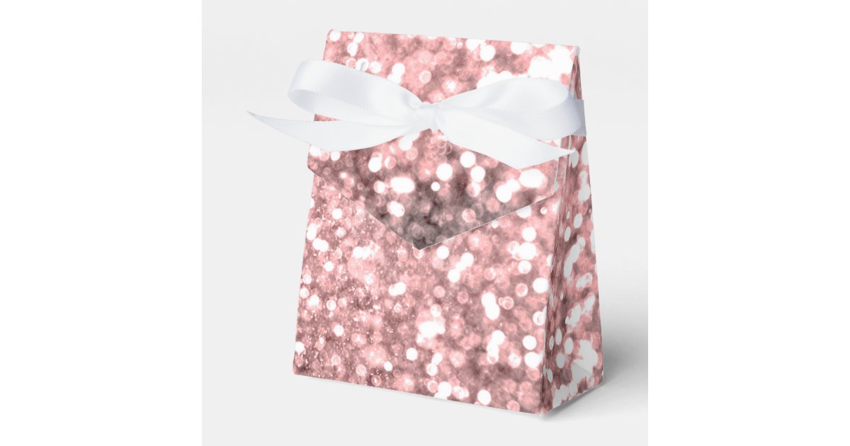 Rose Gold Sparkle Lights Girls Glittery Sparkly Favor Boxes | Zazzle