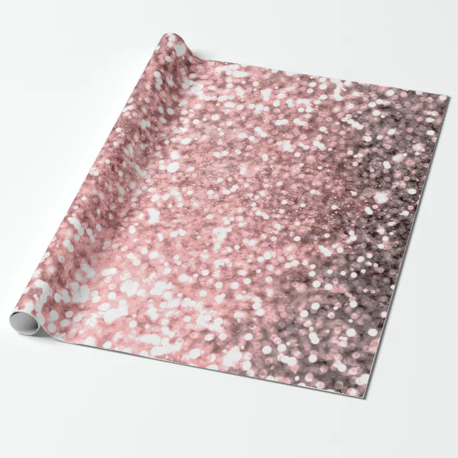 Rose Gold Sparkle Lights Girls Glittery Sparkly Wrapping Paper | Zazzle