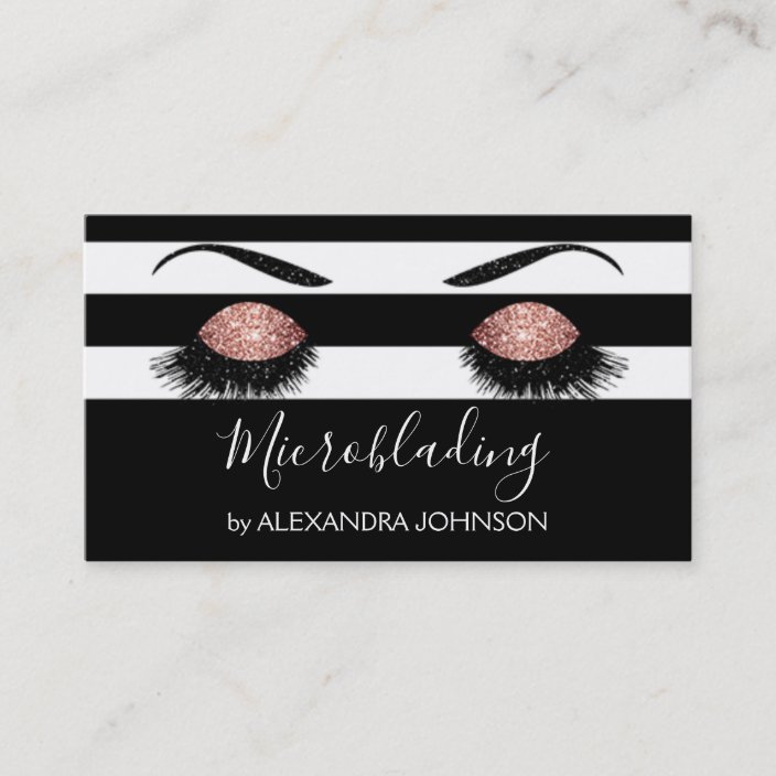 Rose Gold Sparkly Glitter Modern Microblading Business Card | Zazzle.com